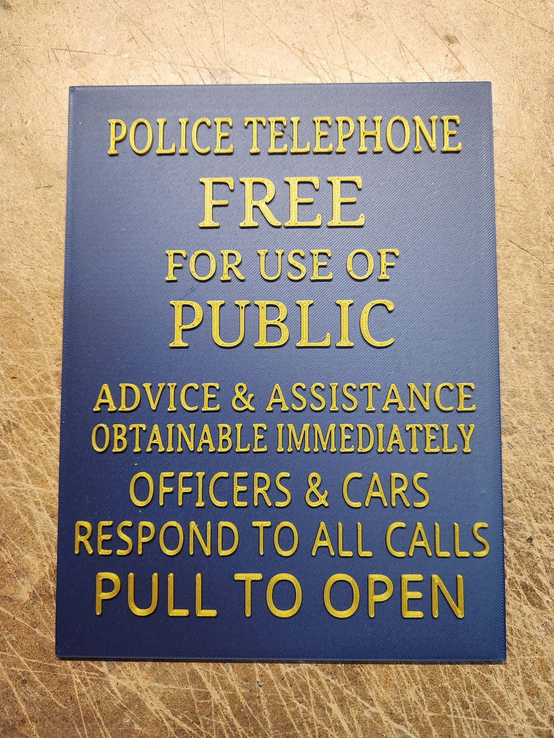 Police Box Door Sign "blue and Gold" (3d Printed) - Etsy