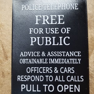 Police Box Door Sign "black and White" (3d Printed) - Etsy