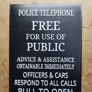 Police Box Door Sign 9.5 X 7 In. "black and White" (3d Printed) - Etsy