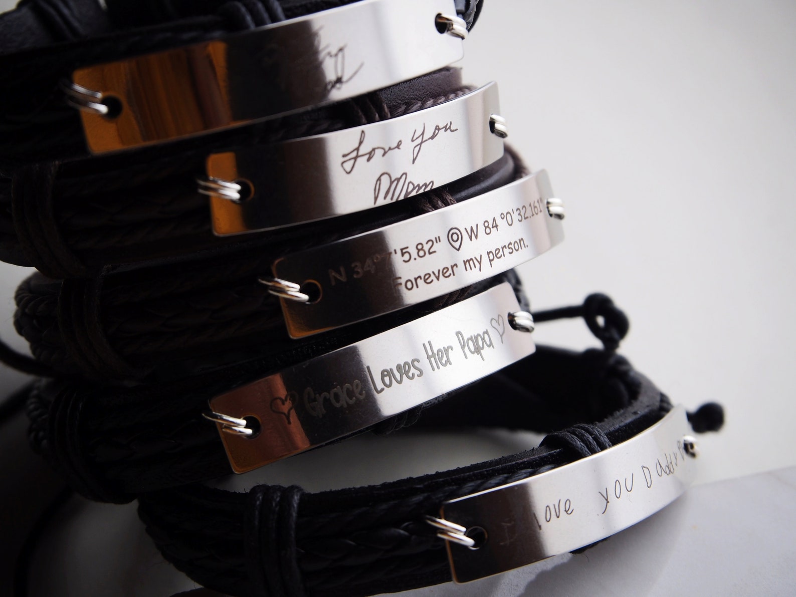Men Handwriting Mens Jewelry, Handwriting Bracelet, Leather Handwriting ...