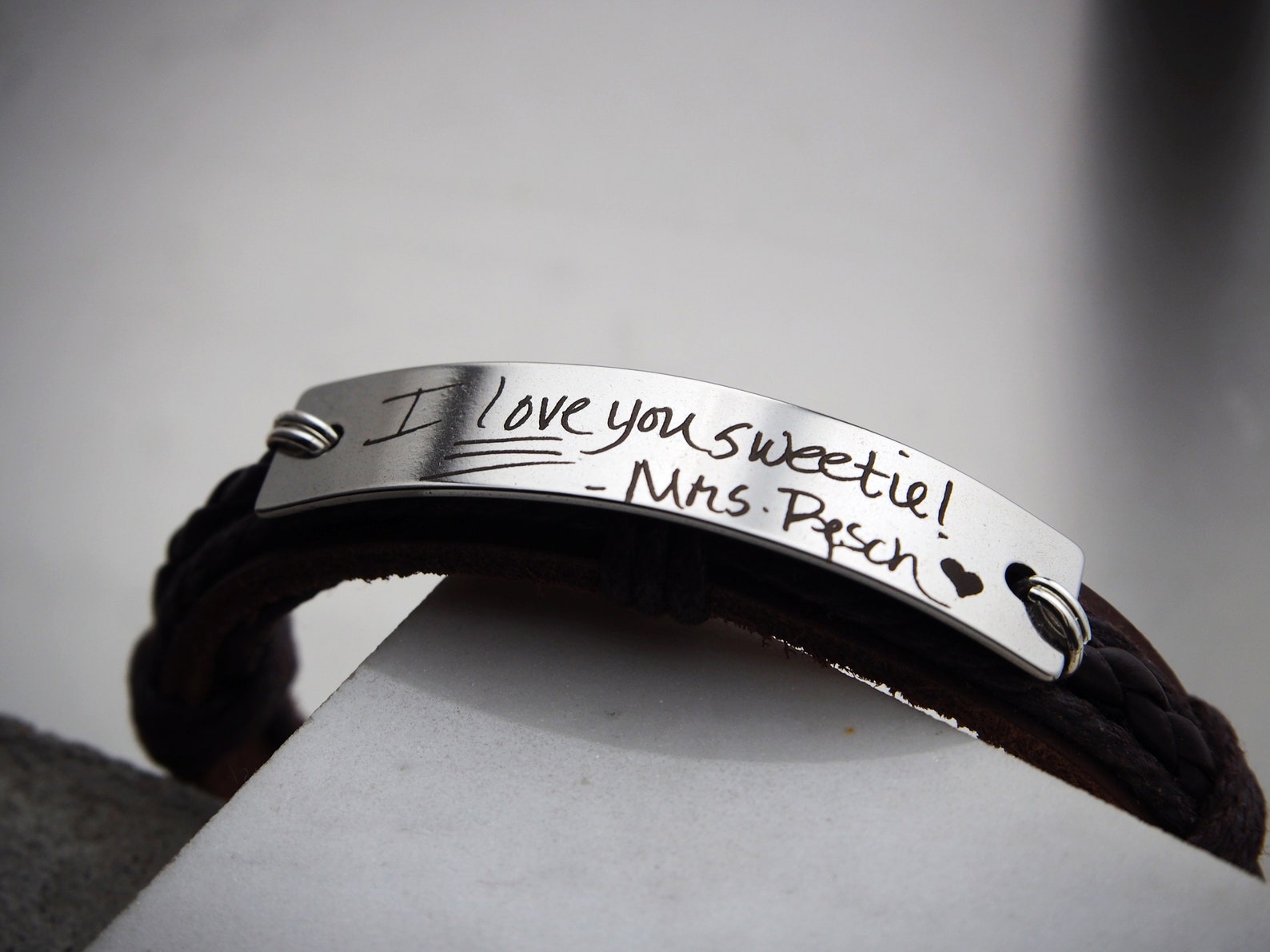 Men Handwriting Mens Jewelry, Handwriting Bracelet, Leather Handwriting ...