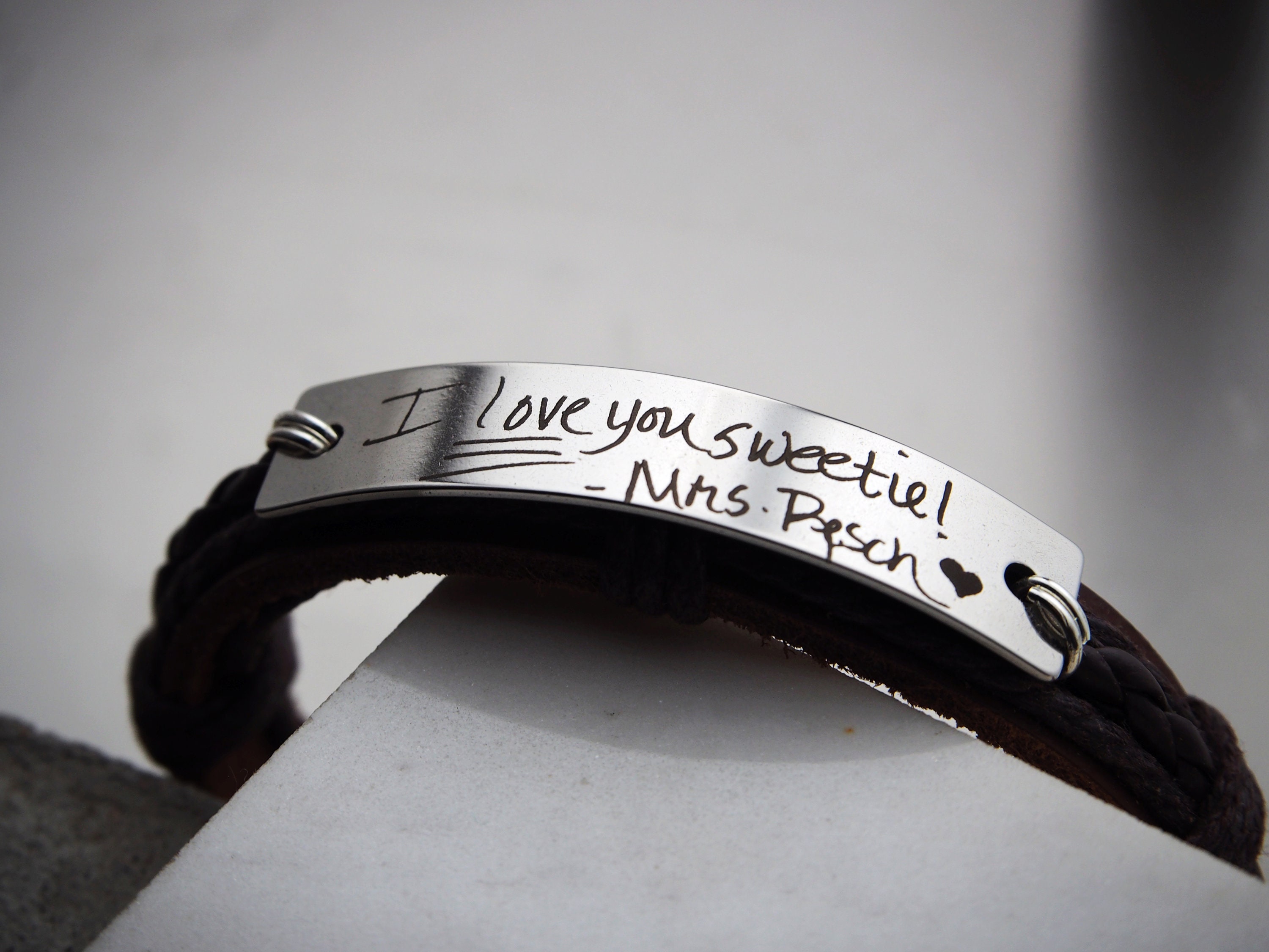 Signature Bracelet, Custom Leather Bracelet, Men Personalized Bracelet ...
