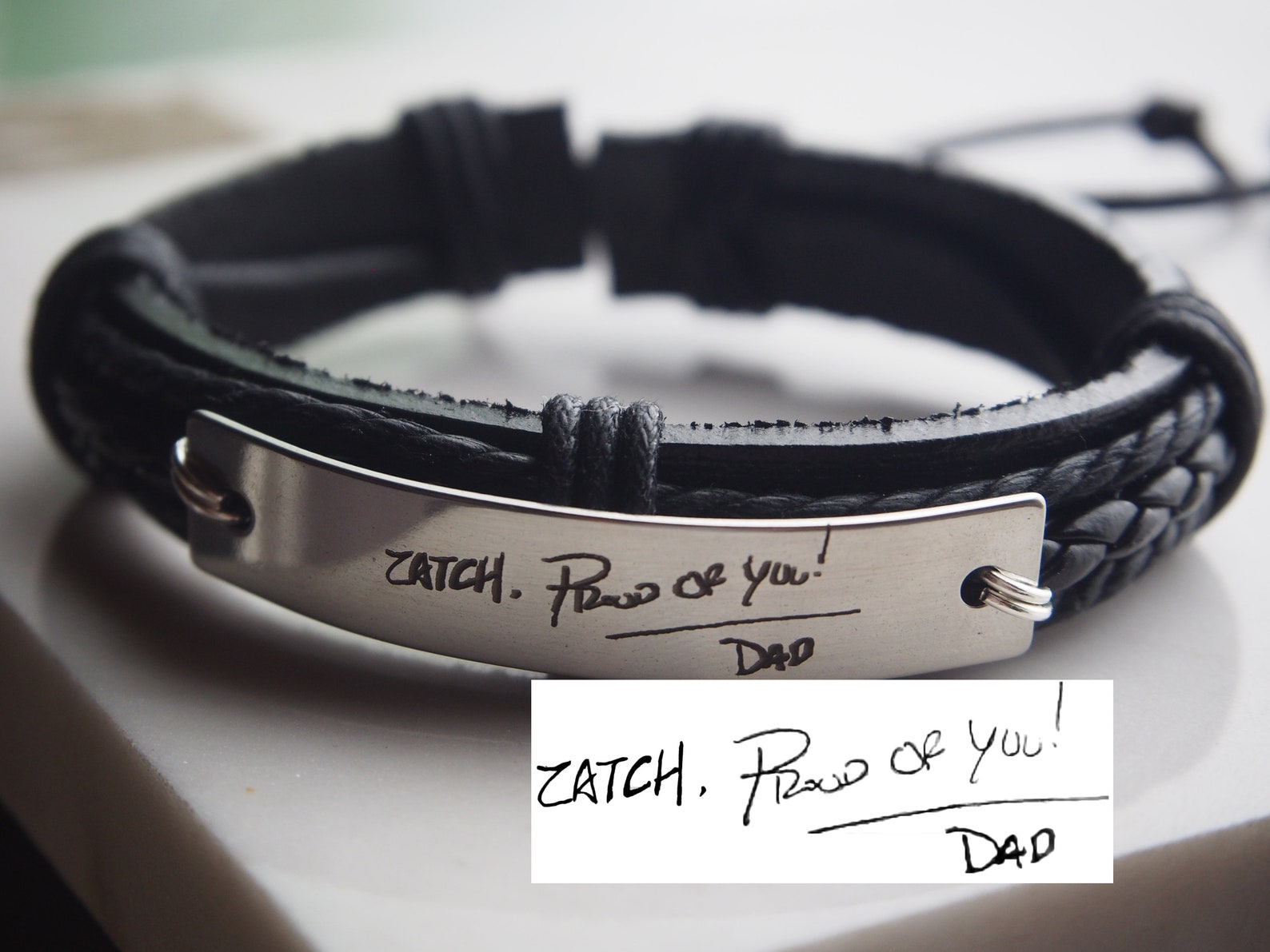 Signature Bracelet Custom Leather Bracelet Men Personalized - Etsy