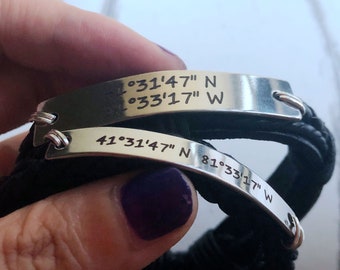 Custom Long Distance Relationship Bracelets Coordinate | Etsy