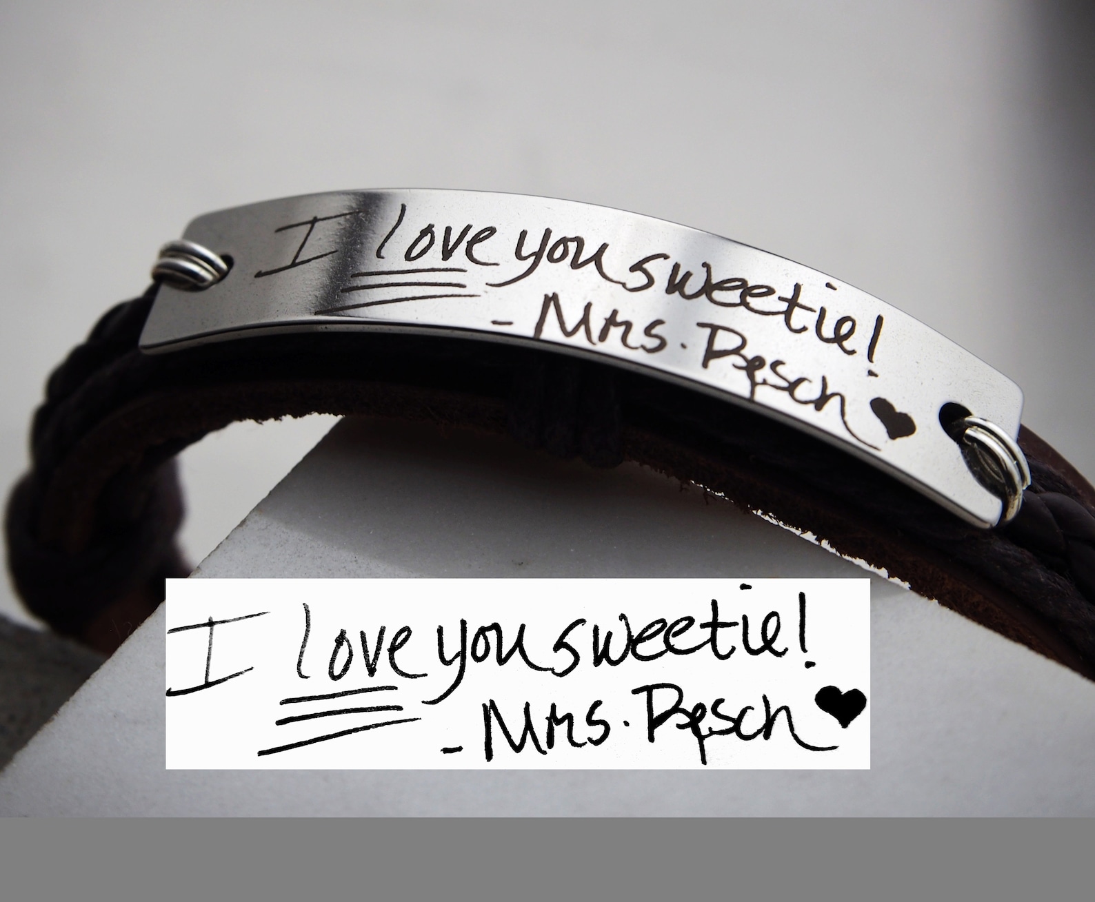 Men Handwriting Mens Jewelry, Handwriting Bracelet, Leather Handwriting ...