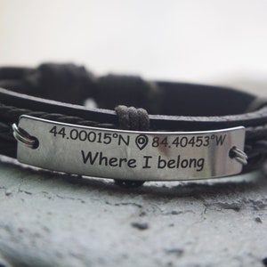 Coordinates Bracelet, Couples Coordinate Bracelet, Engraved Bracelet ...