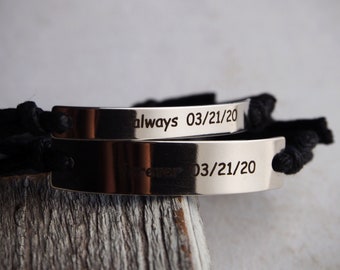 CUSTOM Couple Engraved Bracelets Distance Bracelets His - Etsy