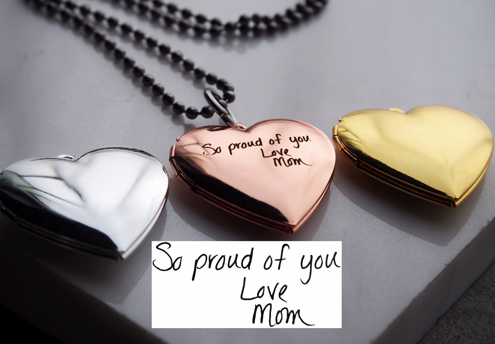 HEAT Shape Handwritten Locket Necklace, Handwriting Locket, Handwriting ...