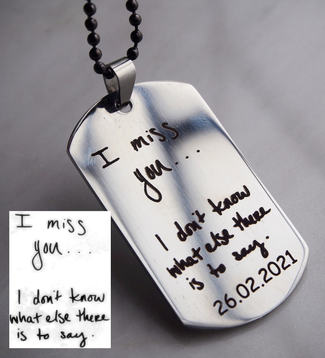 MENS Handwritten Necklace, Mens Hand Writing Necklace, Engraved ...
