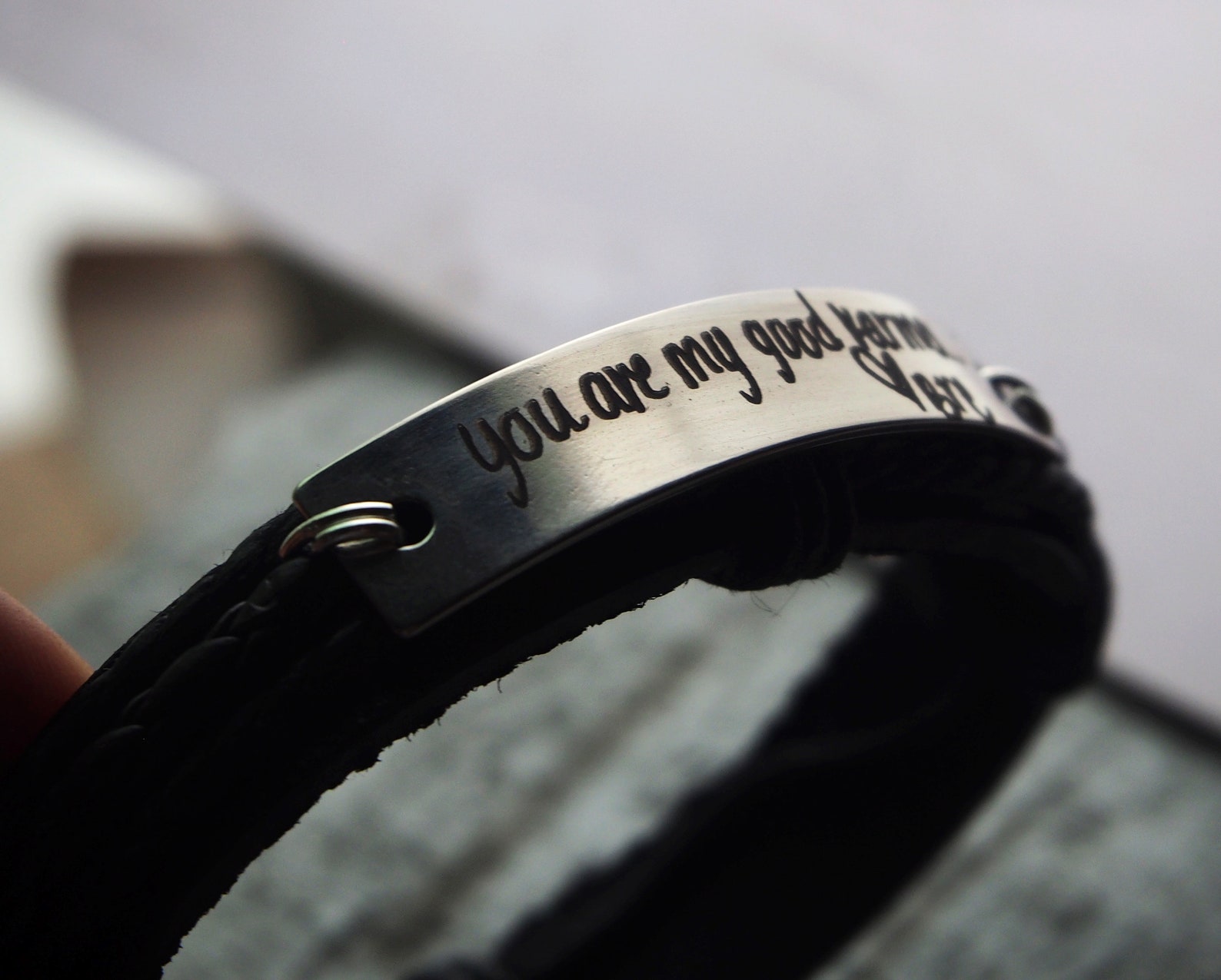 Laser Engraved, Personalized Signature Leather Bracelet, Handwriting ...