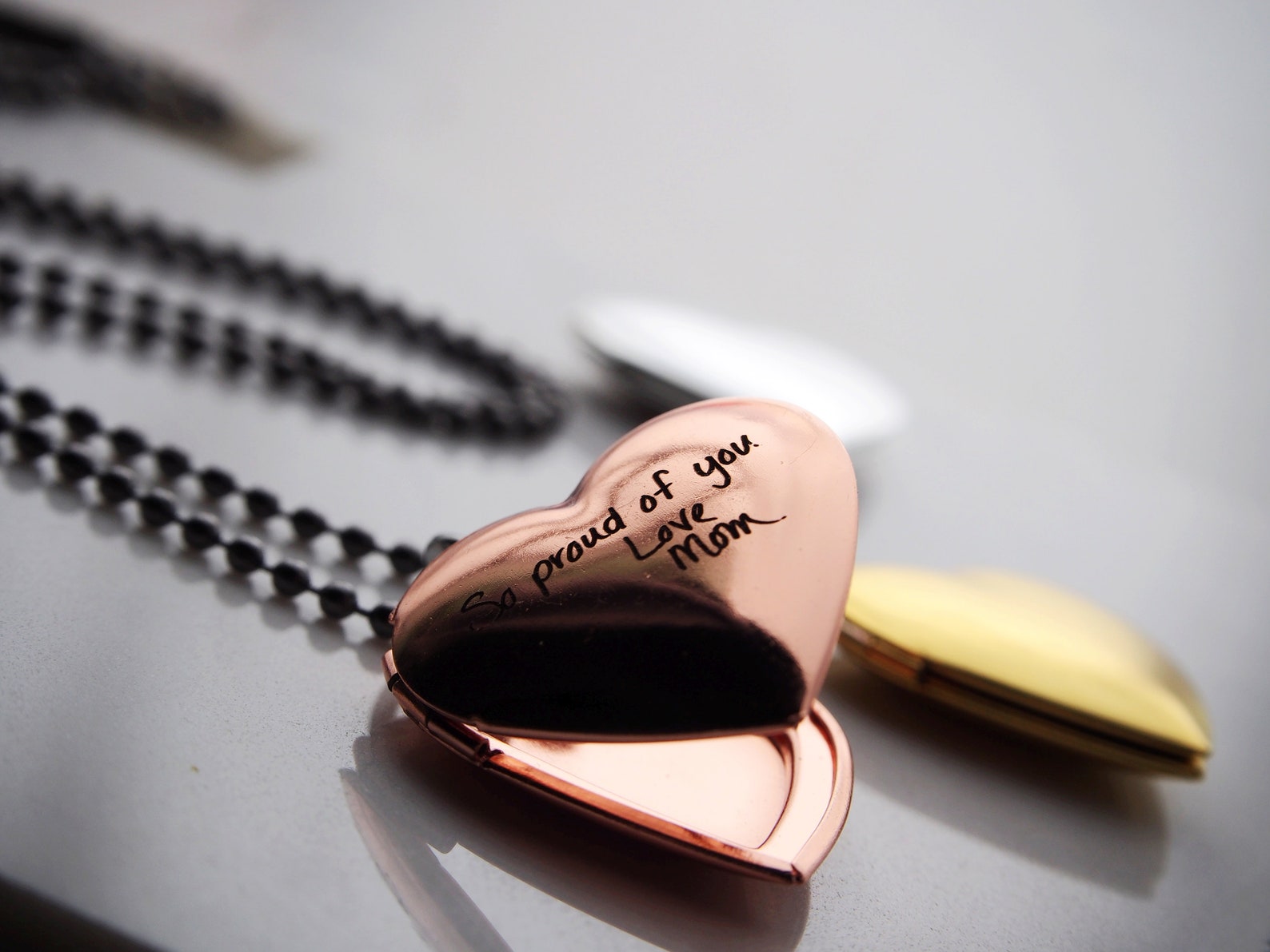 HEAT Shape Handwritten Locket Necklace, Handwriting Locket, Handwriting ...