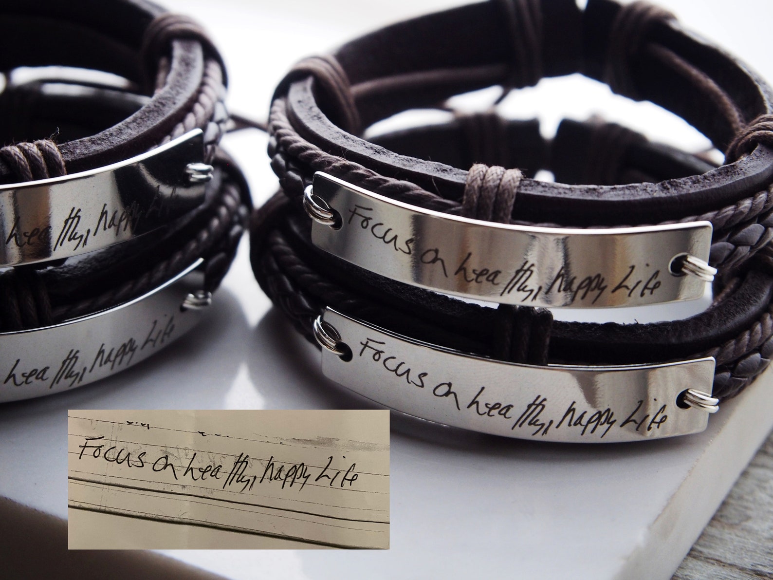 Men Handwriting Mens Jewelry, Handwriting Bracelet, Leather Handwriting ...