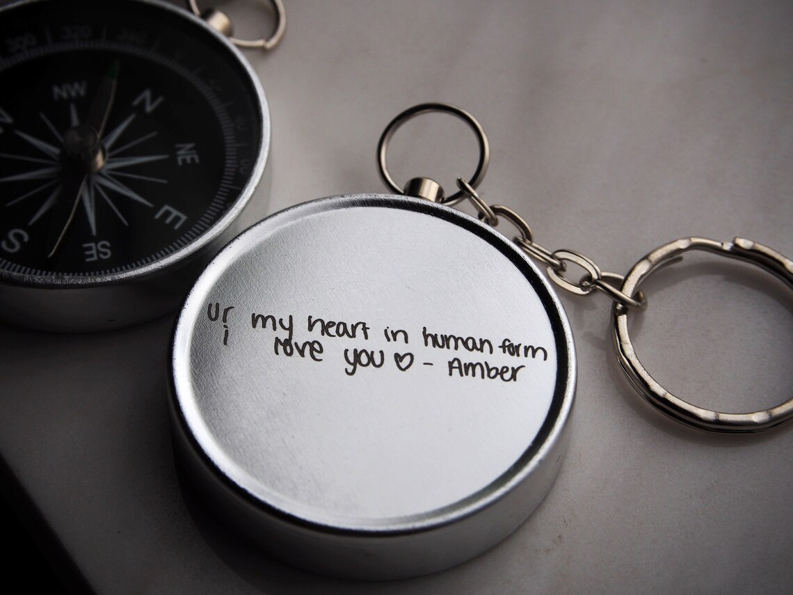 Real Handwritten Compass Stainless Steel, Handwriting Compass, Outdoor ...