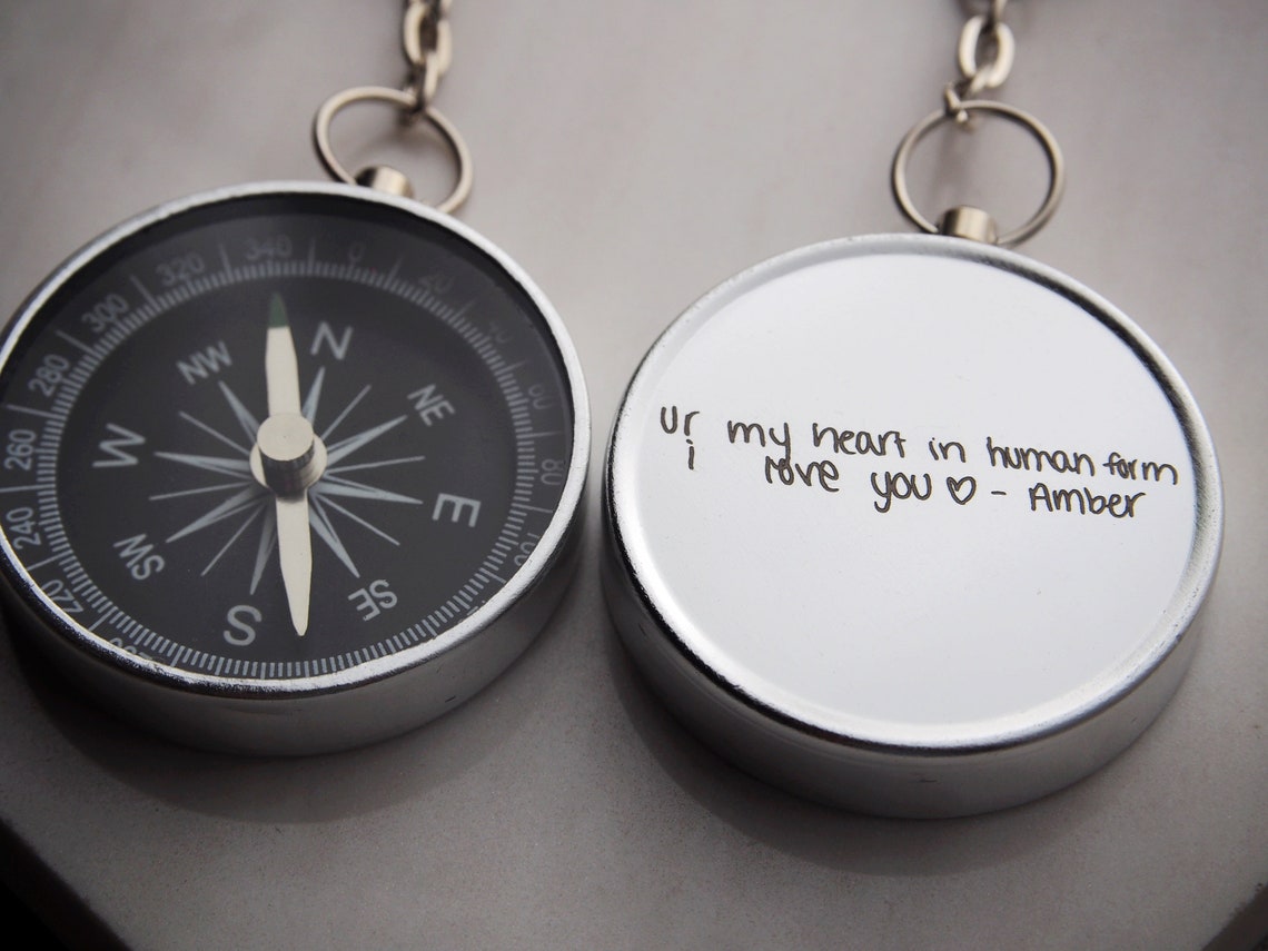 Real Handwritten Compass Stainless Steel, Handwriting Compass, Outdoor ...