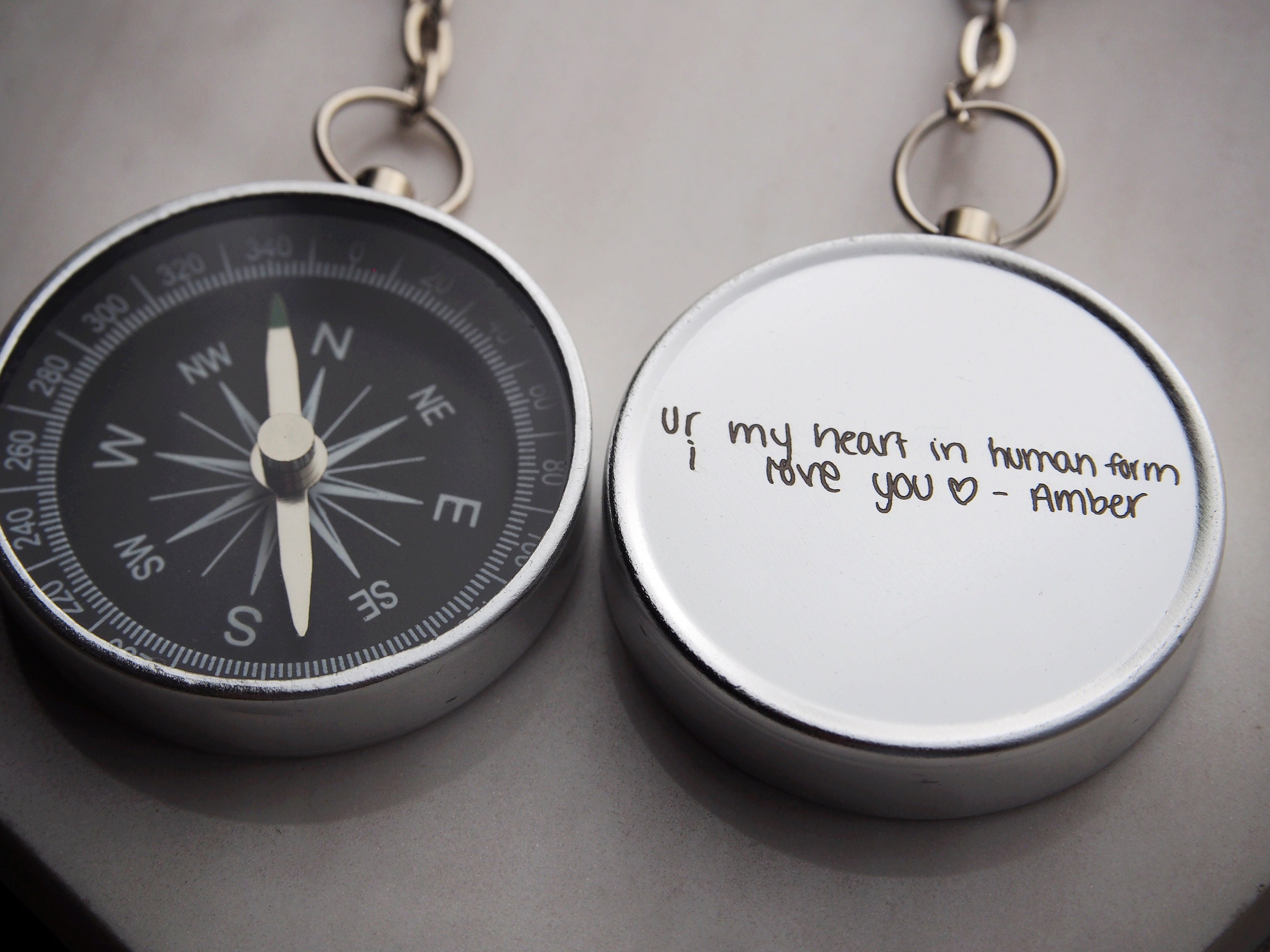 Real Handwritten Compass Stainless Steel, Handwriting Compass, Outdoor ...