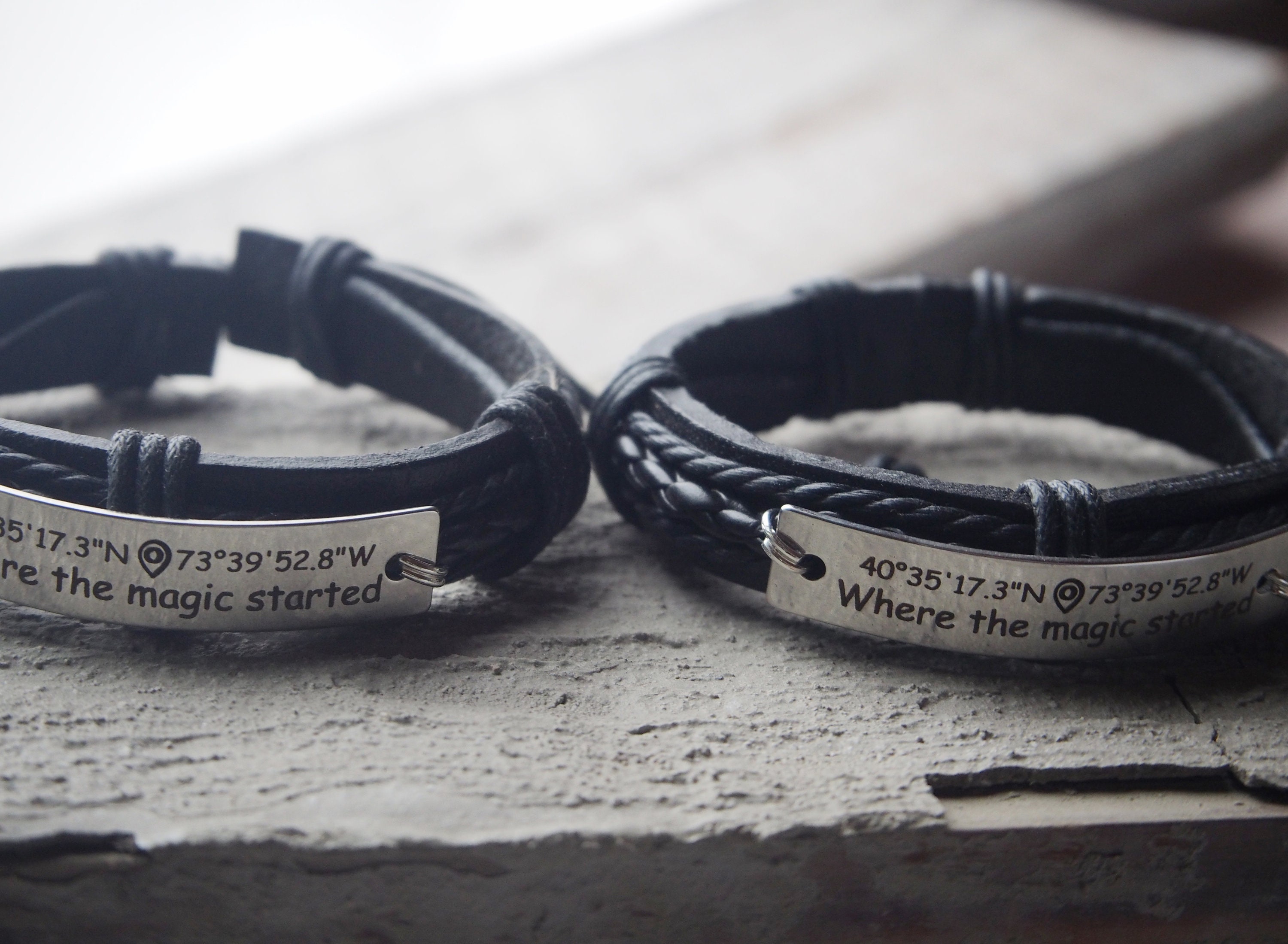 Couples Coordinates Bracelet, Mens Womens Coordinate Bracelet, Long ...