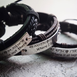 Coordinates Bracelet, Couples Coordinate Bracelet, Engraved Bracelet ...