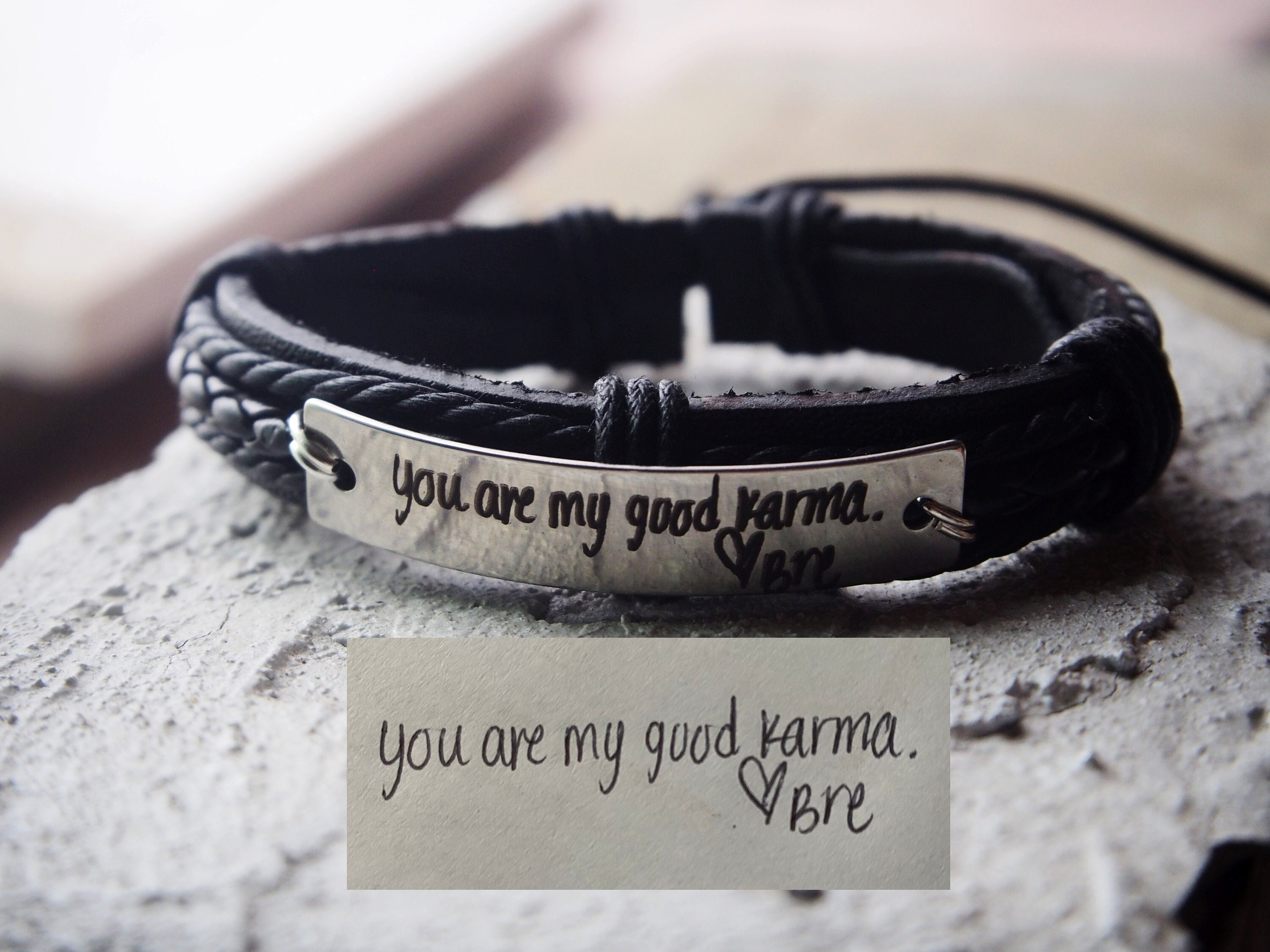 Laser Engraved Personalized Signature Leather Bracelet - Etsy
