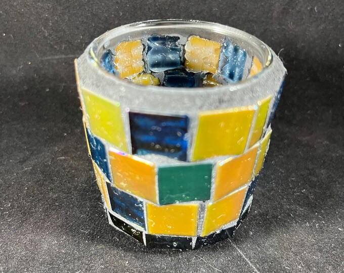 Stained Glass Mosaic Tile Candle Holder Votive Tea Light Holder Multi ...