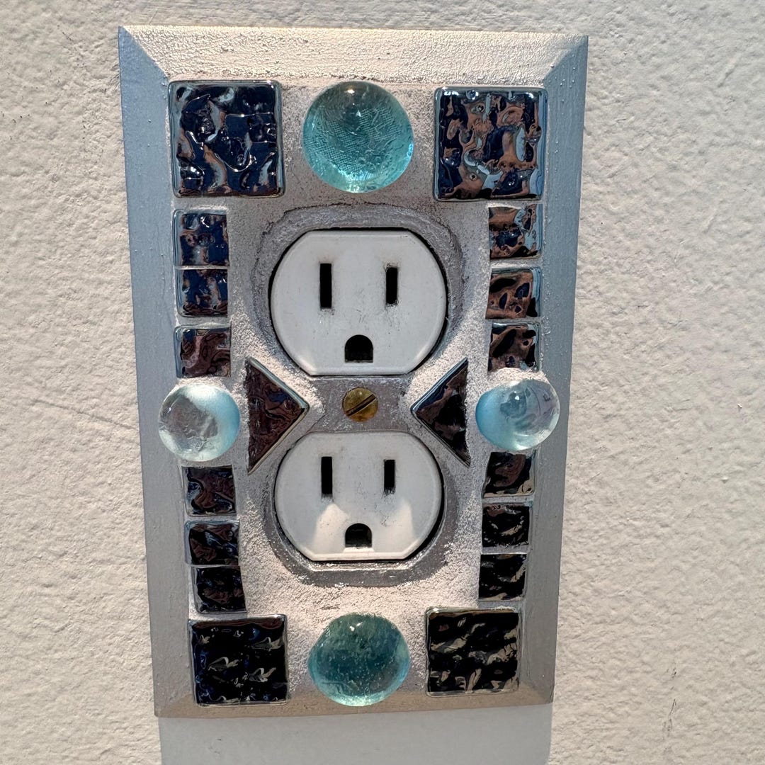 Glass Tile Mosaic Outlet Cover Wall Plate - Standard Double Outlet ...