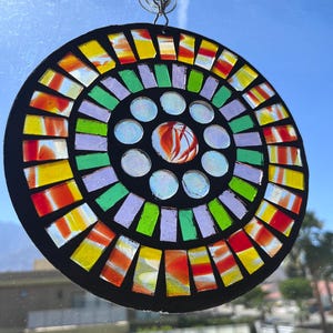 Stained Glass Mosaic Suncatcher Window Hanging Multicolored Mandala - Etsy