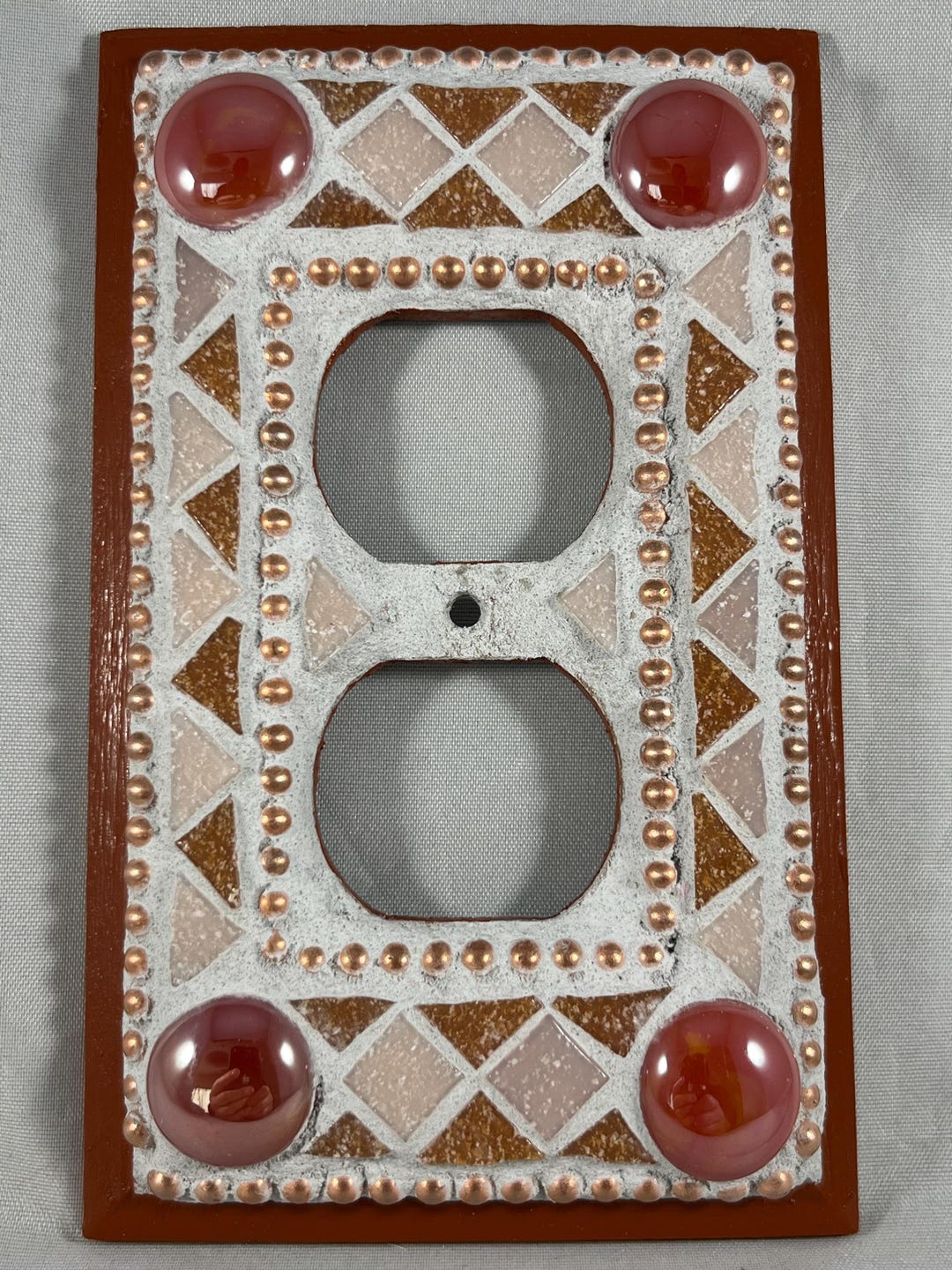 Glass Tile Mosaic Outlet Cover Wall Plate - Standard Double Outlet ...