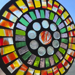 Stained Glass Mosaic Suncatcher Window Hanging Multicolored Mandala - Etsy