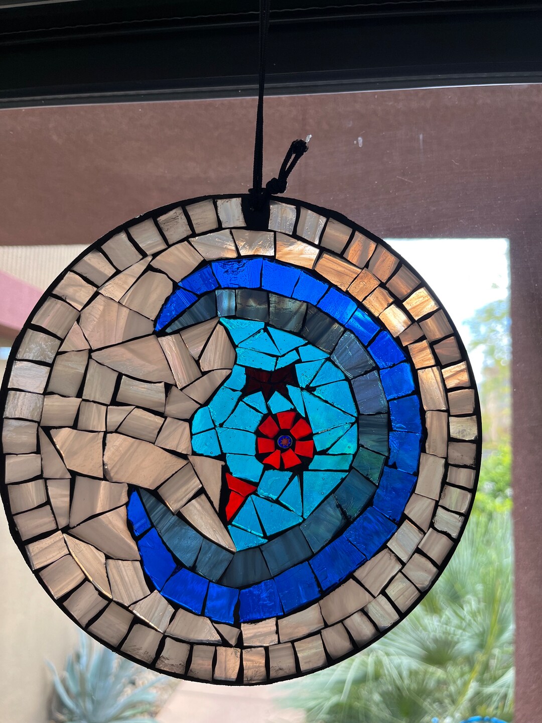Stained Glass Mosaic Suncatcher - Blue Moon - Etsy