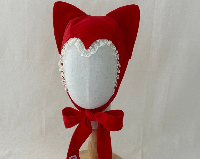 Cat Bonnet red Velvet - Etsy