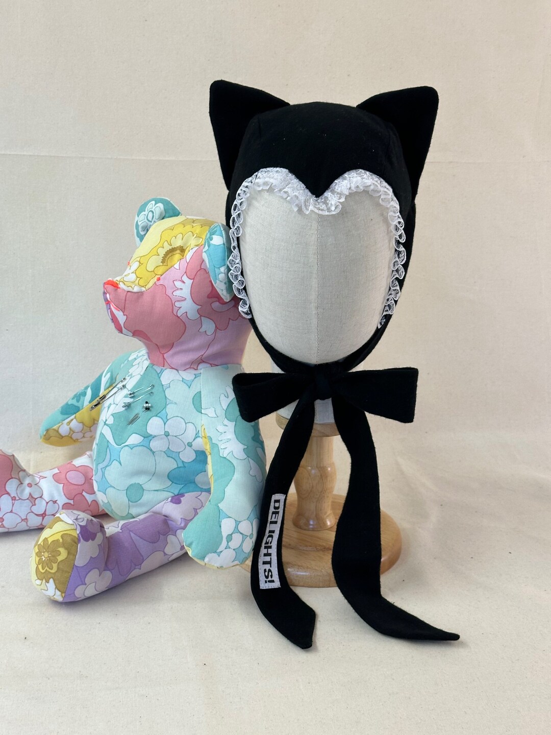 Cat Bonnet black Brushed Cotton - Etsy