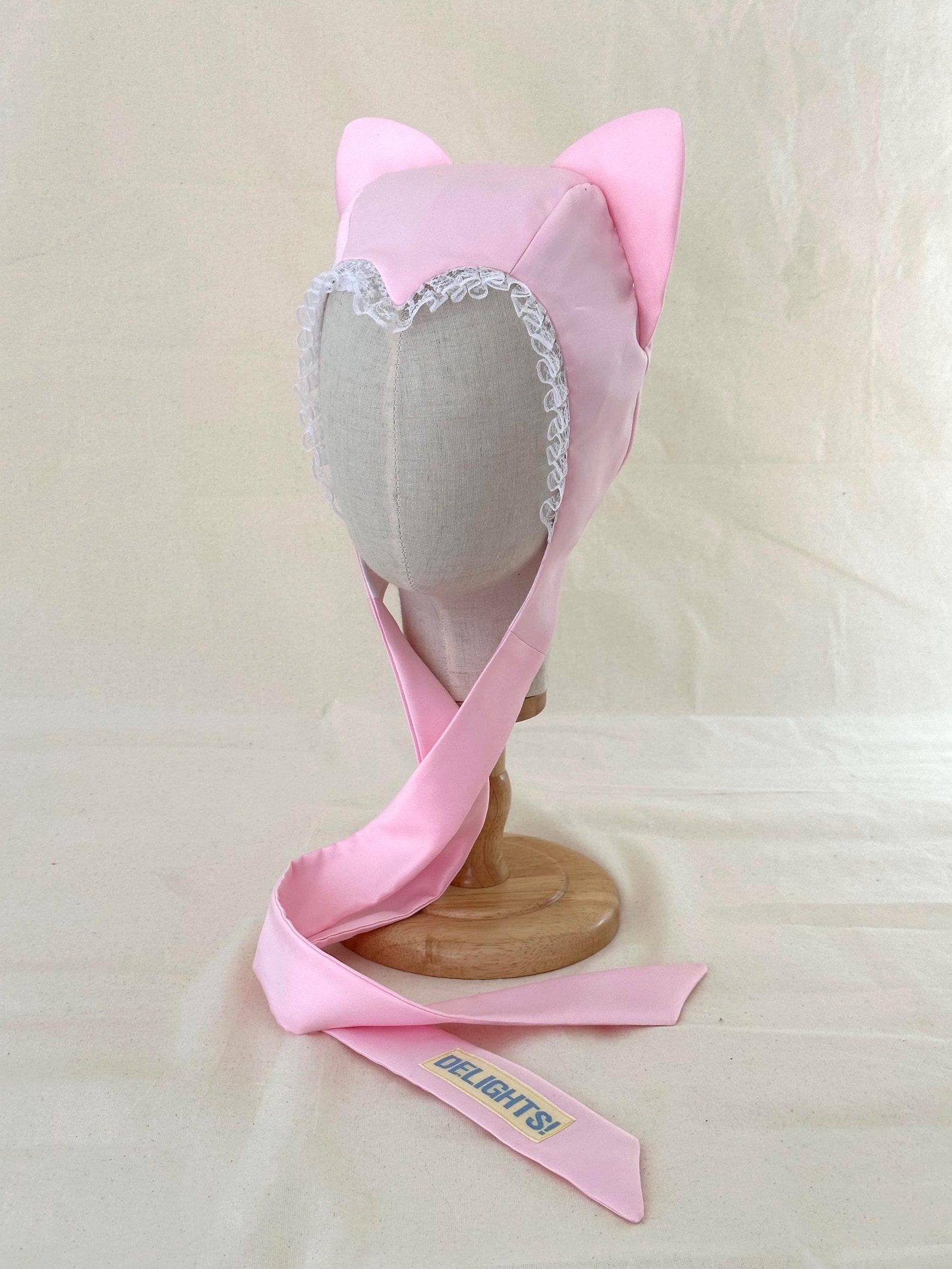 Cat Bonnet (pink Satin) - Etsy