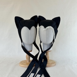 Cat Bonnet (black Satin) - Etsy