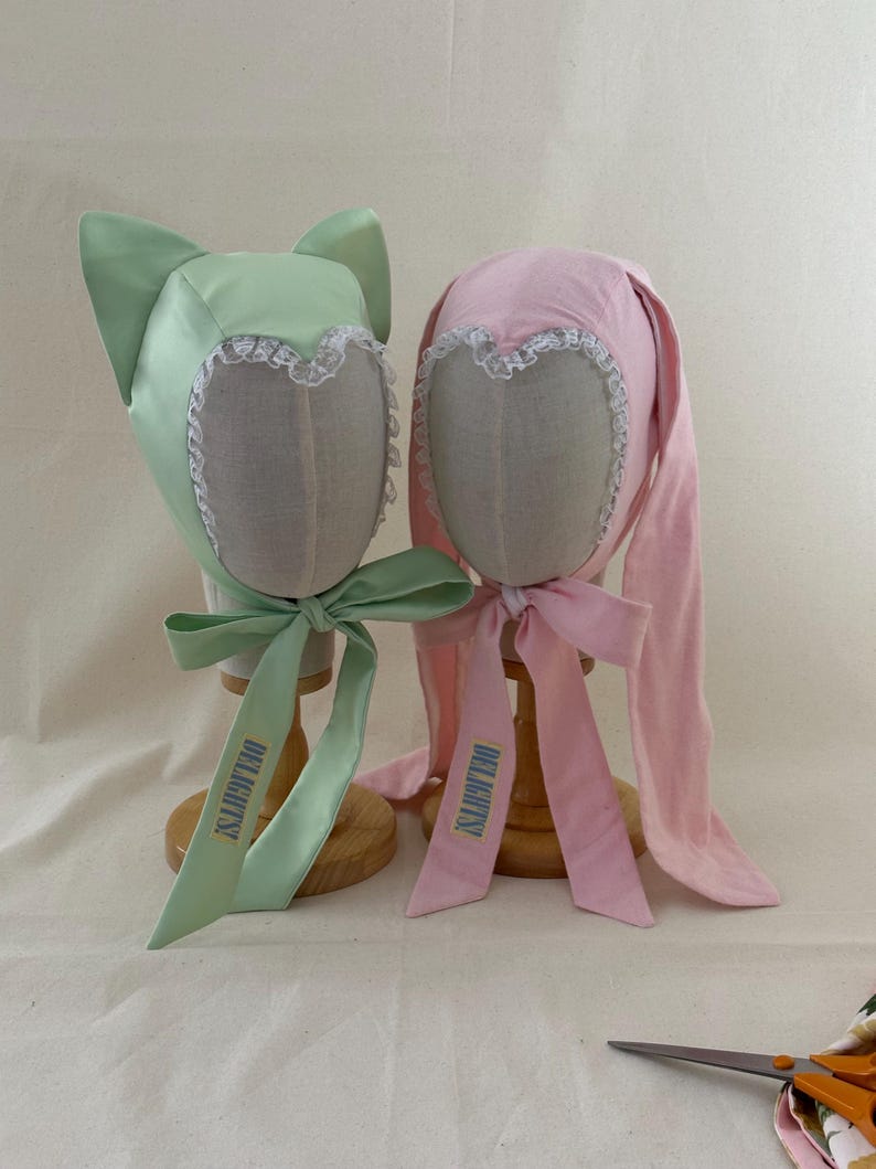 Cat Bonnet (mint Satin) - Etsy