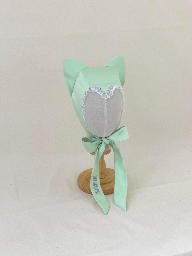Cat Bonnet (mint Satin) - Etsy