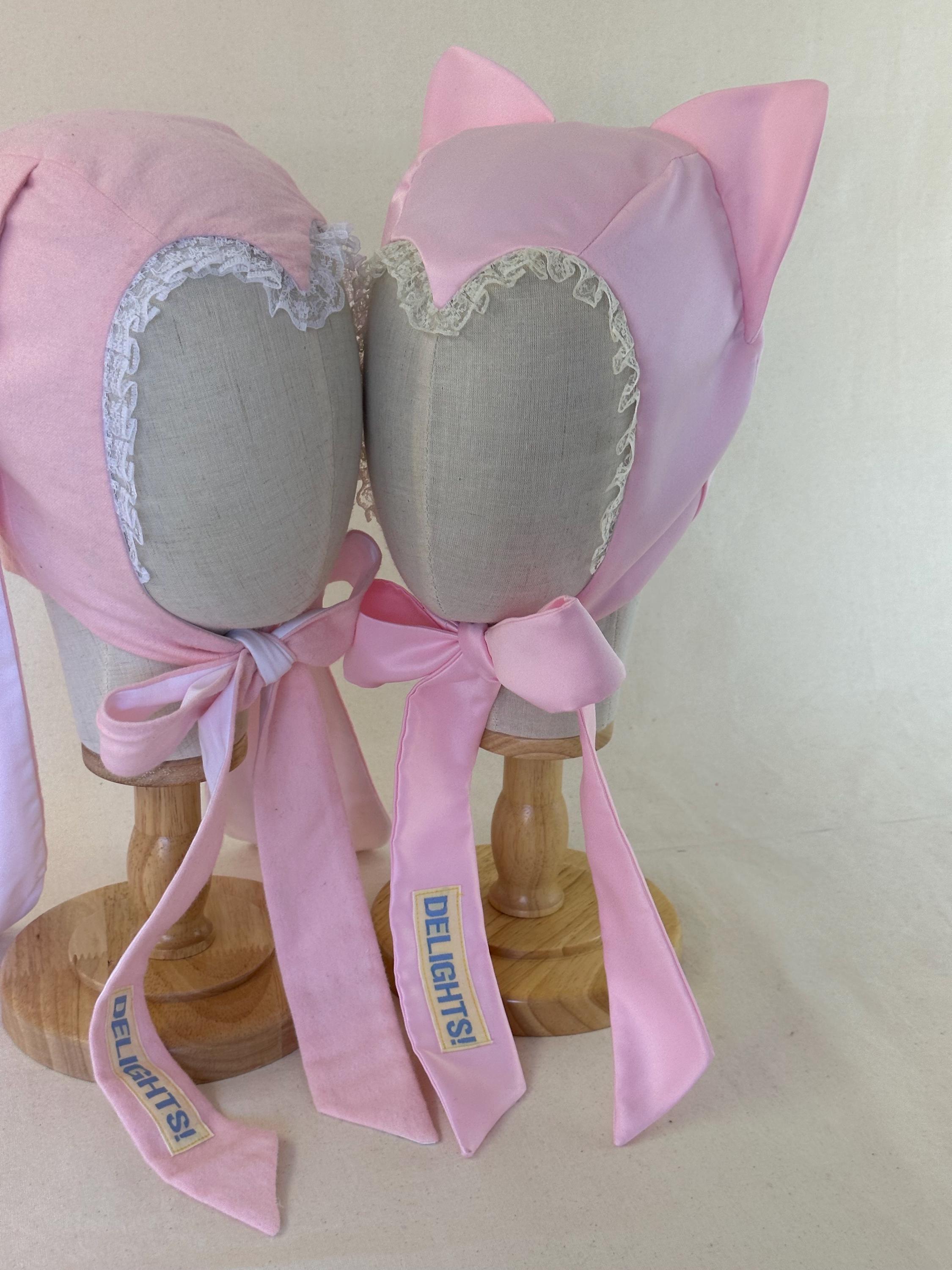 Cat Bonnet (pink Satin) - Etsy
