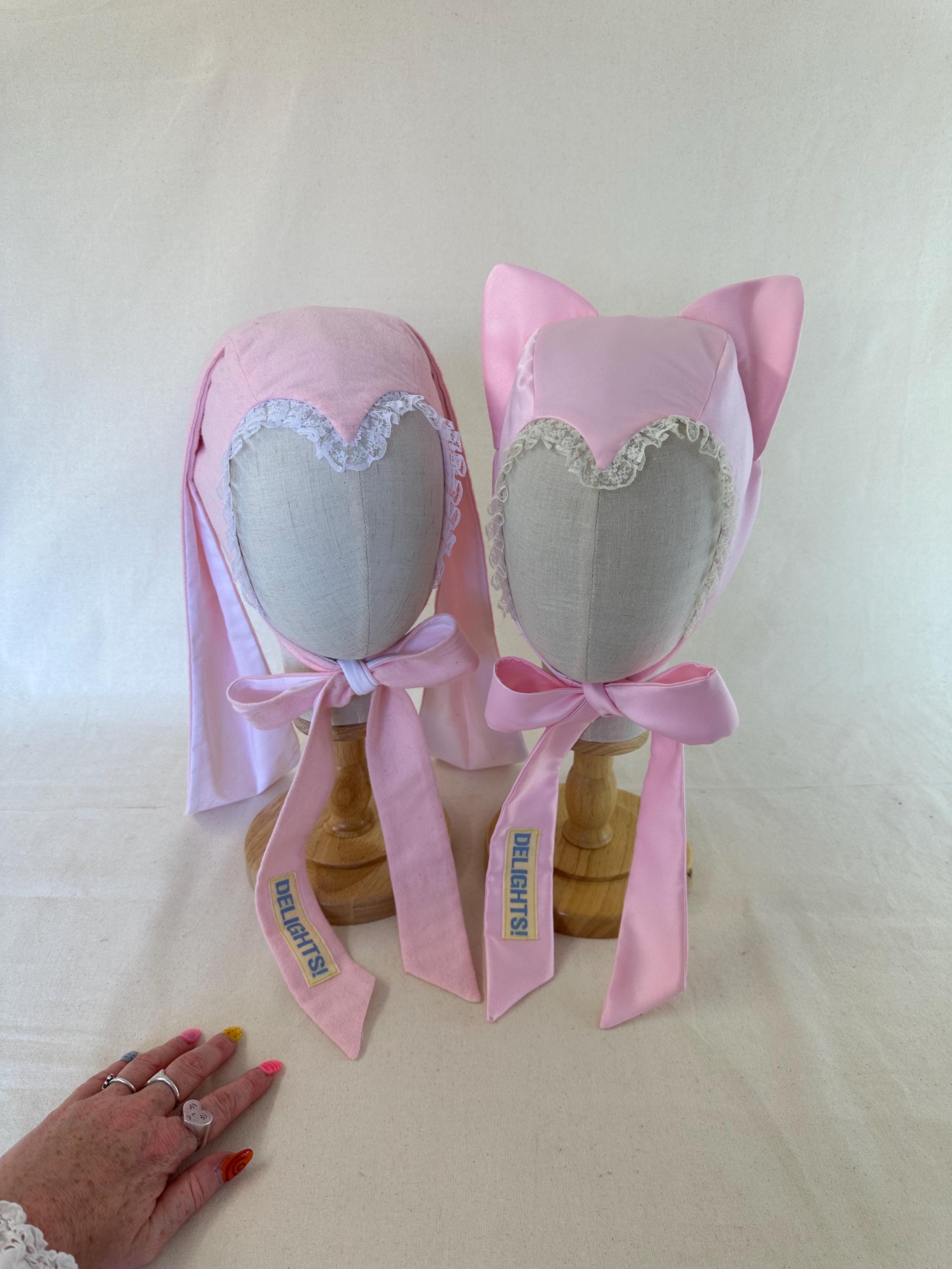 Cat Bonnet (pink Satin) - Etsy