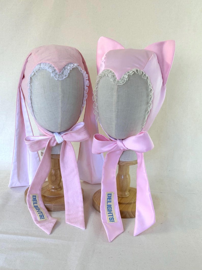 Cat Bonnet (pink Satin) - Etsy