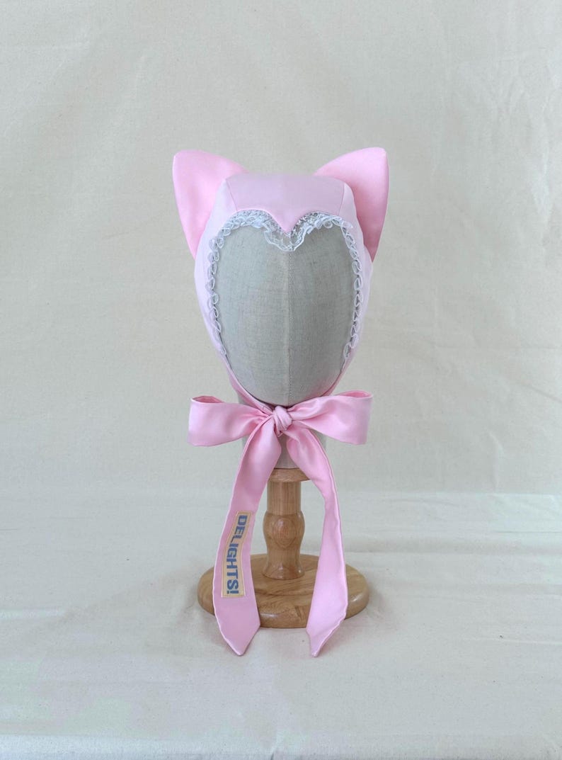 Cat Bonnet (pink Satin) - Etsy