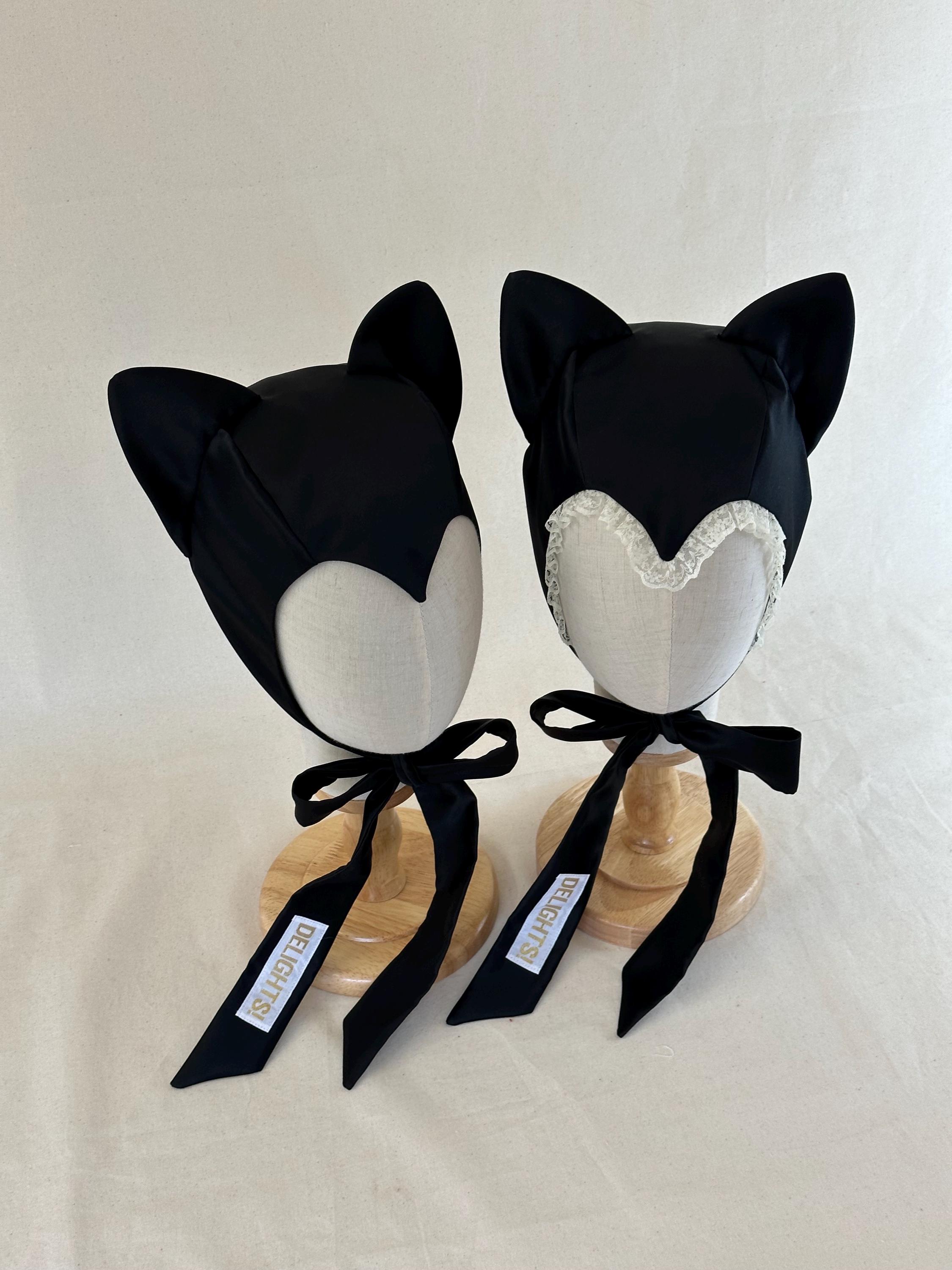 Cat Bonnet (black Satin) - Etsy
