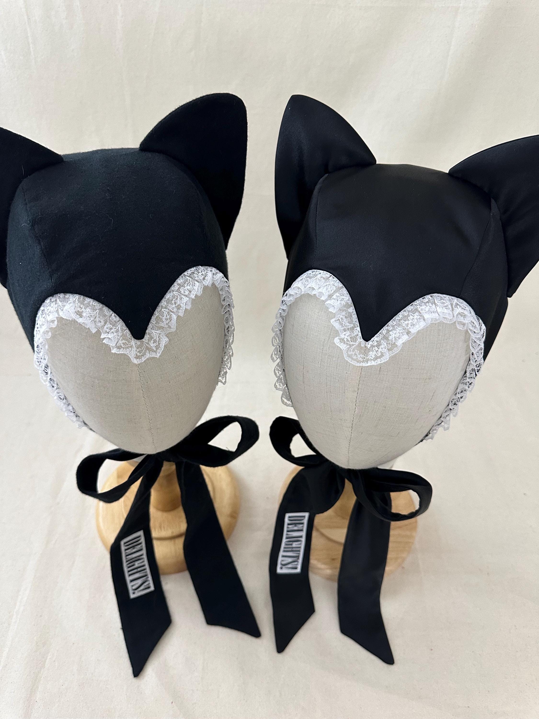 Cat Bonnet (black Satin) - Etsy