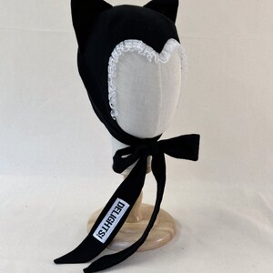 Cat Bonnet black Brushed Cotton - Etsy