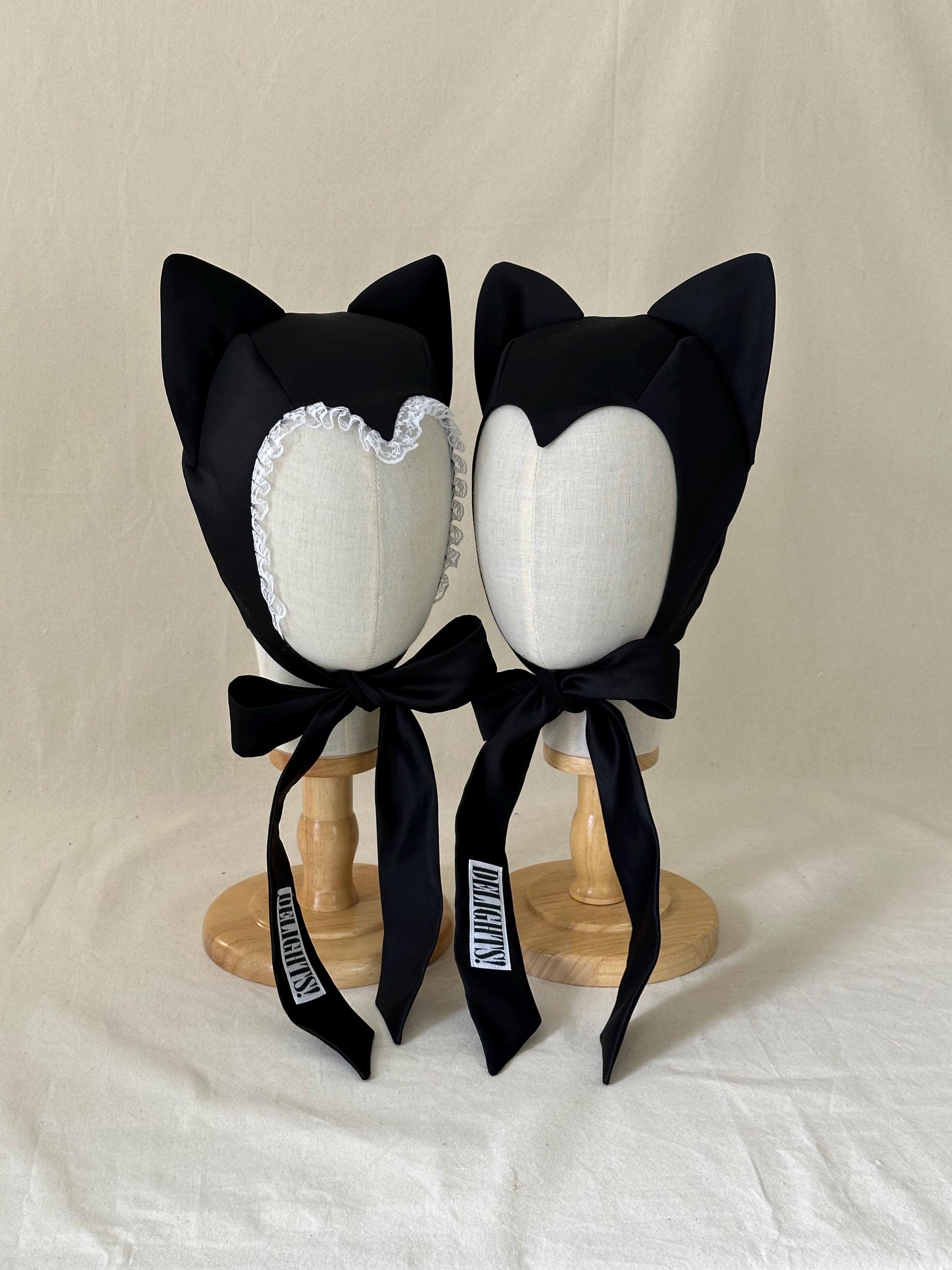 Cat Bonnet (black Satin) - Etsy