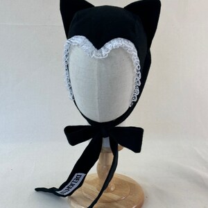 Cat Bonnet black Brushed Cotton - Etsy