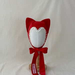 Cat Bonnet (red Velvet) - Etsy