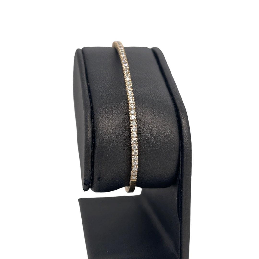 14K Solid Yellow Gold Flexible Diamond Bangle, Diamonds, Diamond Bangle ...