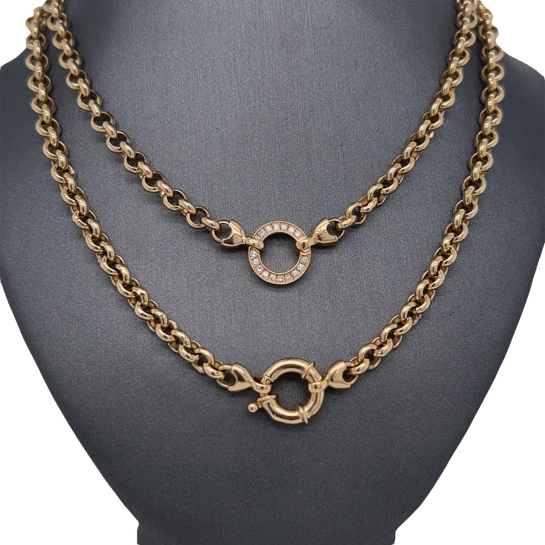 14K Solid Gold or 18K Solid Gold, Solid Rolo Link Chain, With Jumprings ...