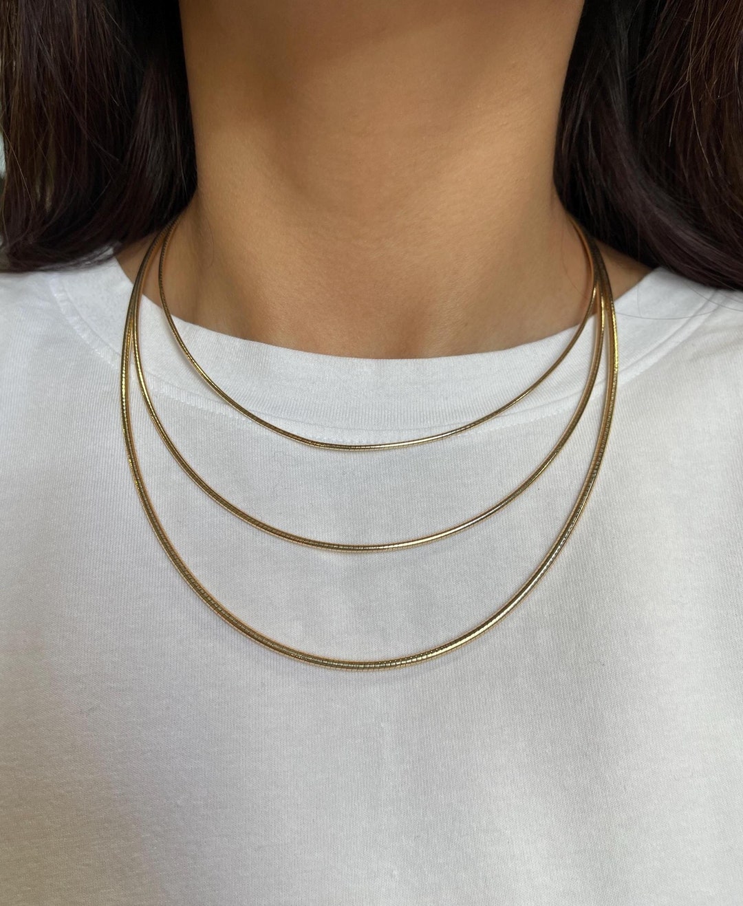 14K Yellow Gold Omega Collar Chain - Etsy