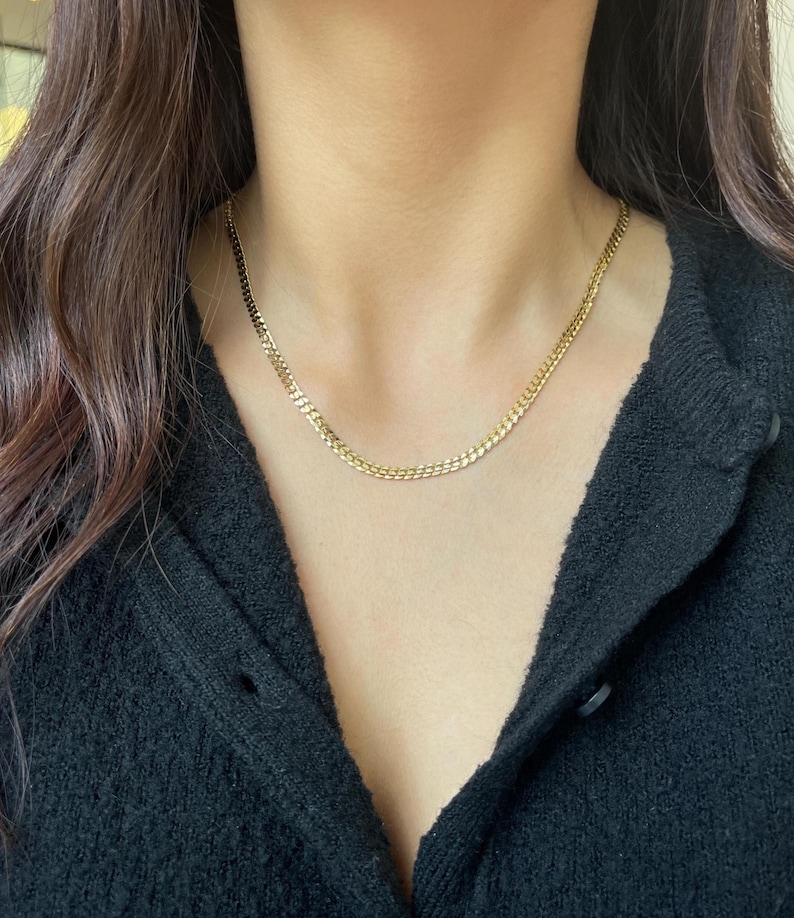14K Solid Yellow Gold Diamond Cut Texture Cuban Link Chain - Etsy