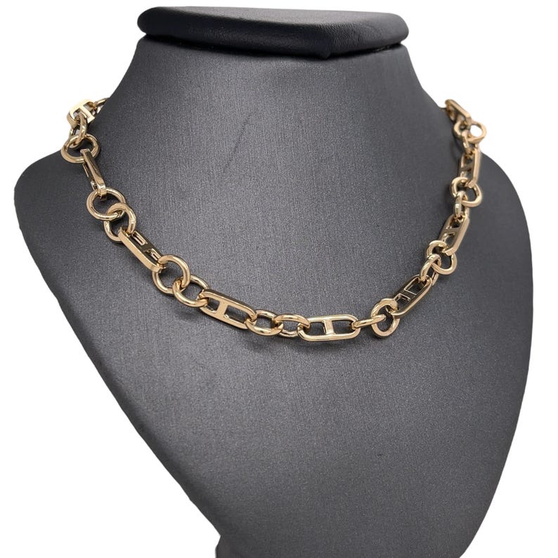 14K Yellow Gold Circular and Mariner Mixed Link Chain - Etsy