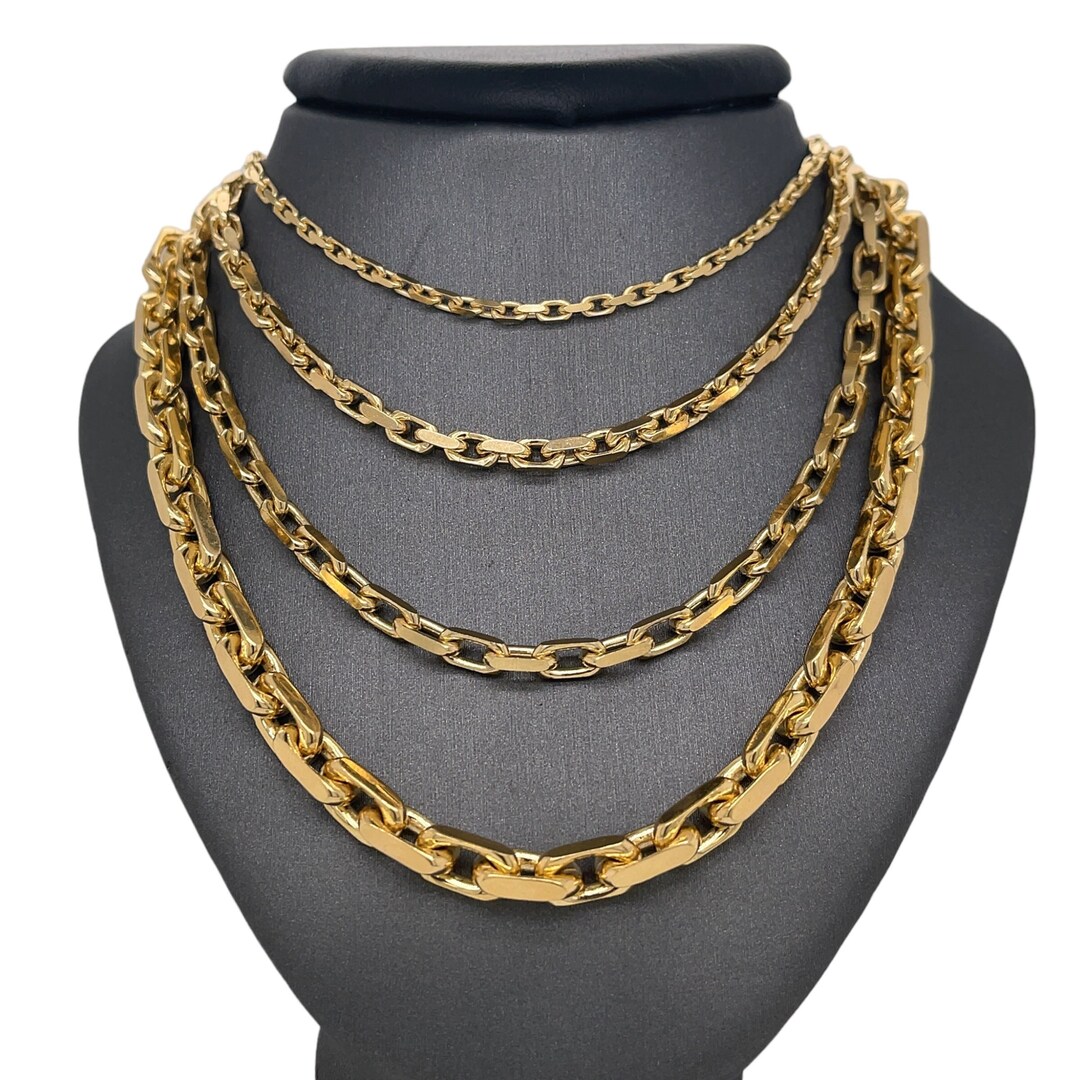 14K Solid Yellow Gold Box Link Chain - Etsy